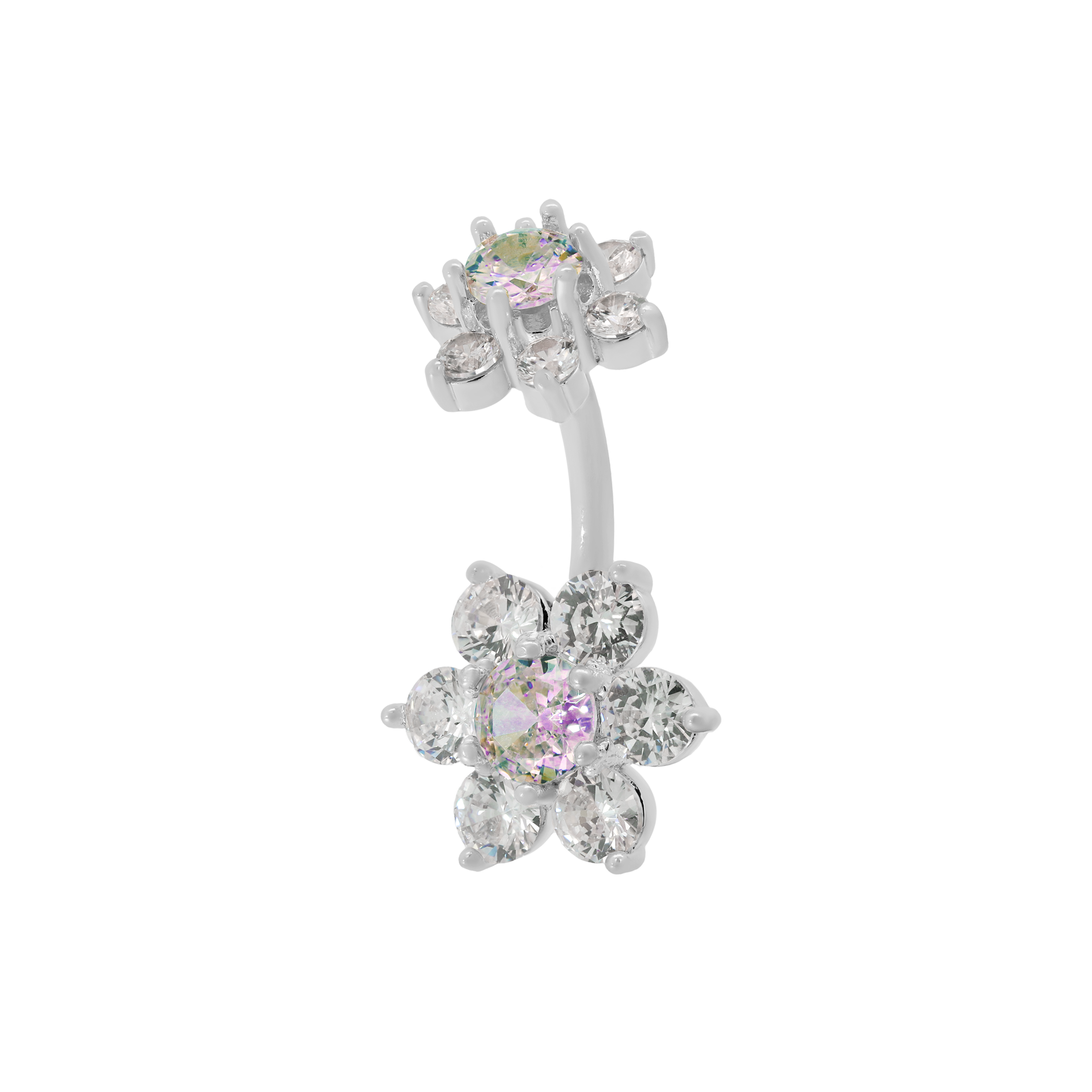 Sparkle Daisy Flower Gemstone Belly Bar Piercing - Silver – Loveless Friday