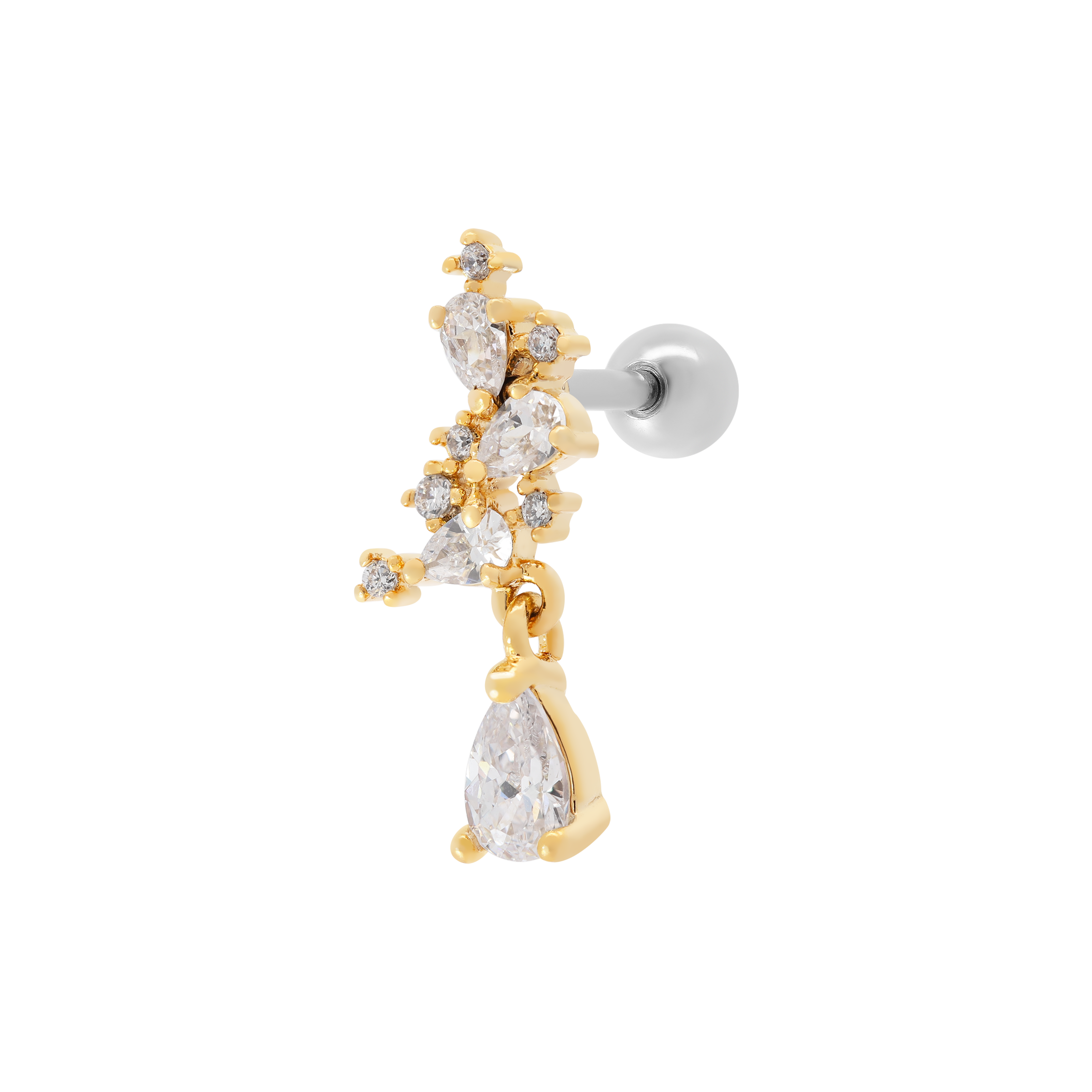 Cluster Gemstone Tragus Helix & Cartilage Ear Piercing - Gold ...