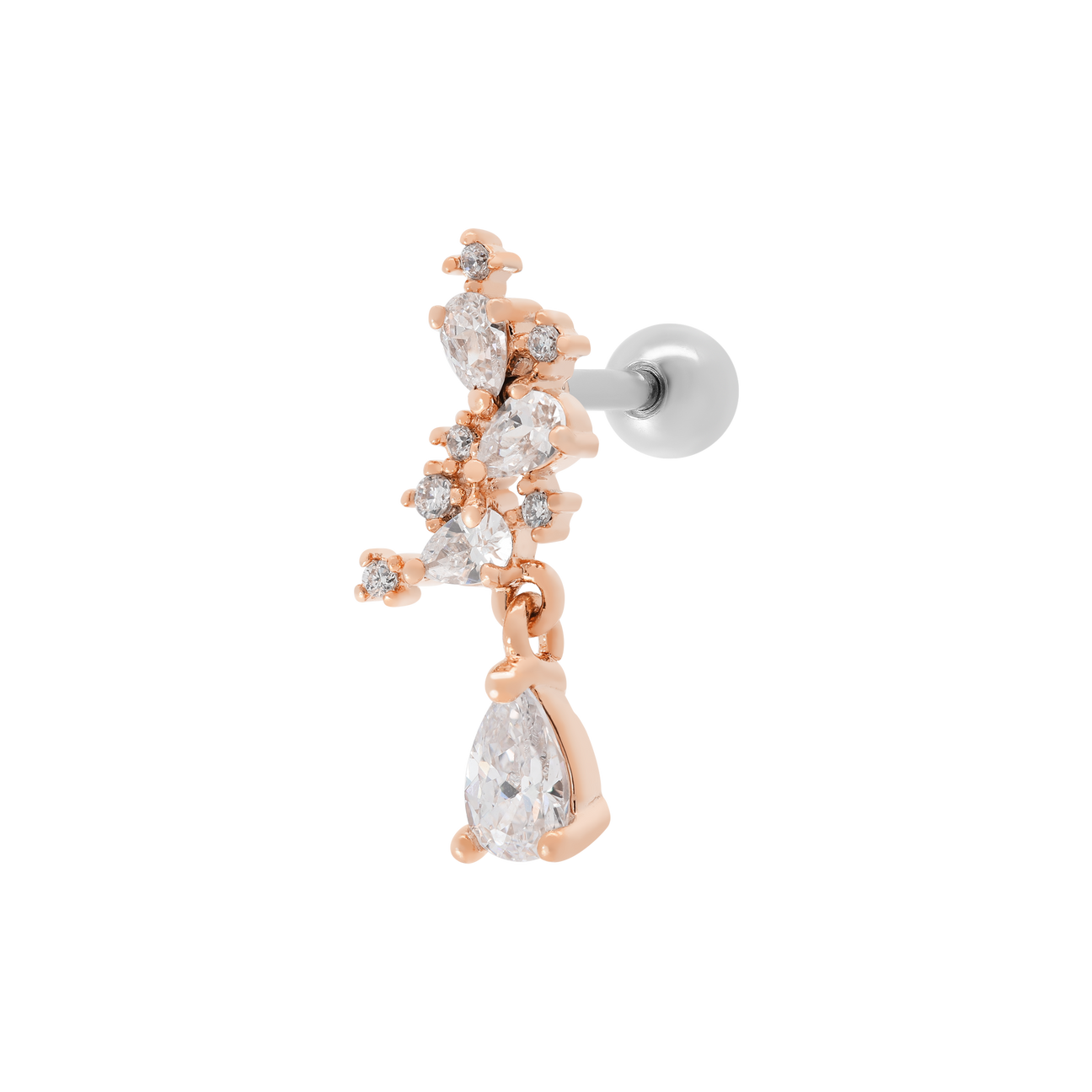 Cluster Gemstone Tragus Helix & Cartilage Ear Piercing - Rose Gold ...