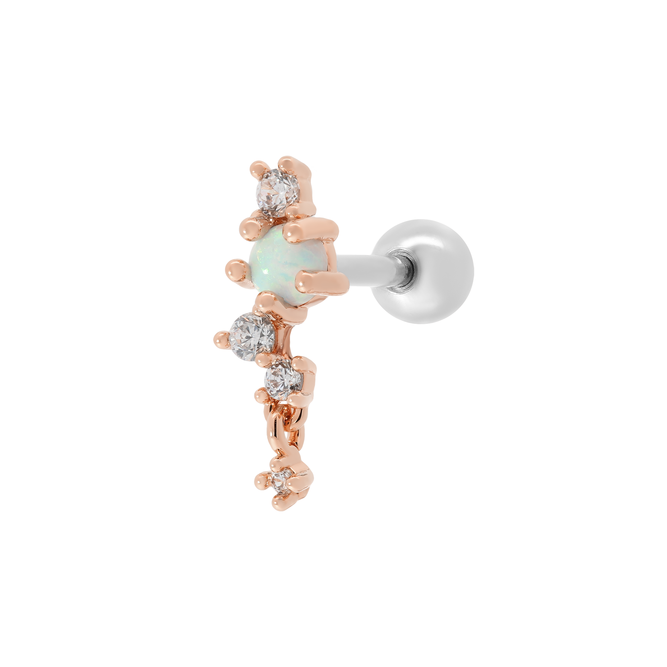 Eileen Gemstone Helix Tragus & Cartilage Ear Piercing - Rose Gold ...