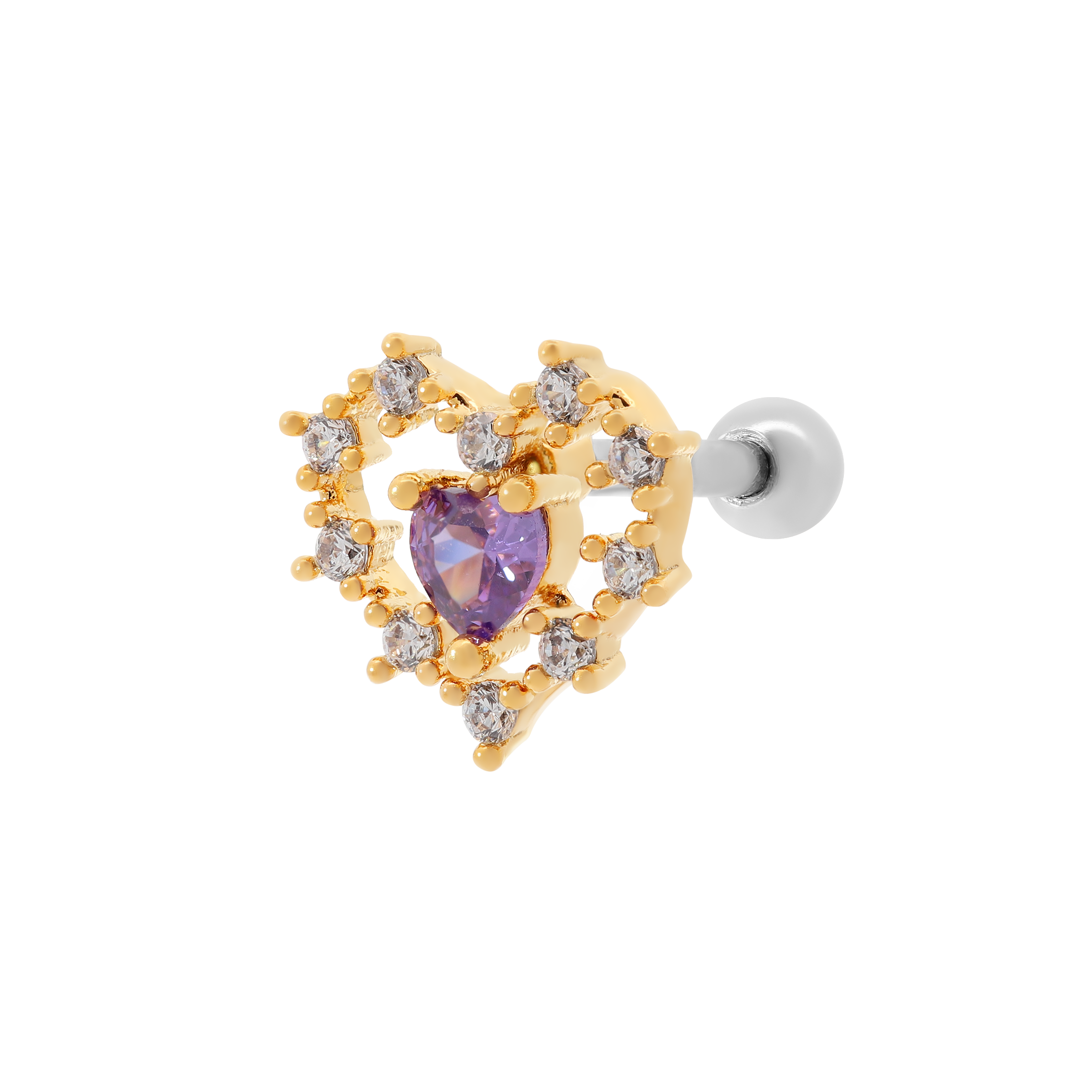 Envy Heart Gemstone Helix Tragus & Cartilage Ear Piercing - Gold ...