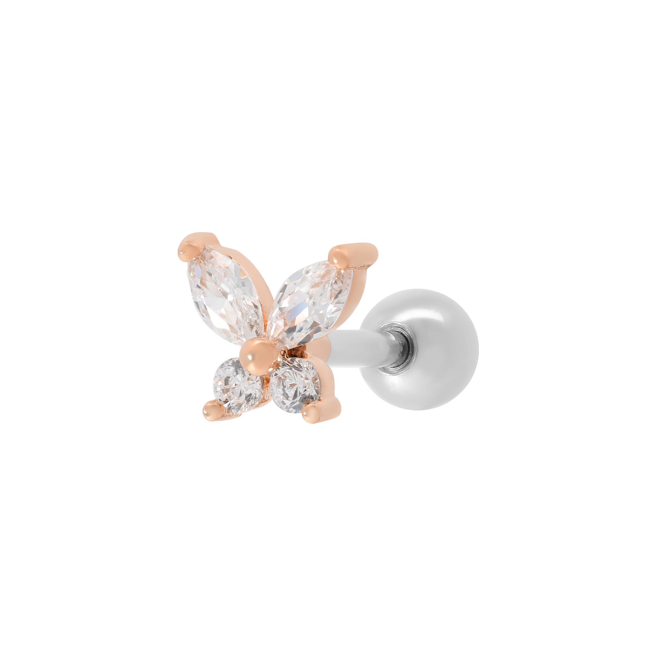Flutter Helix Tragus Cartilage & Conch Ear Piercing - Rose Gold ...