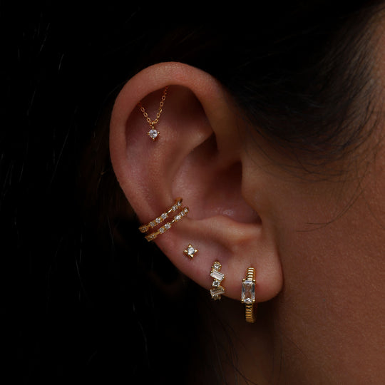 Sophia Gemstone Helix Cartilage & Conch Ear Piercing - Gold – Loveless ...
