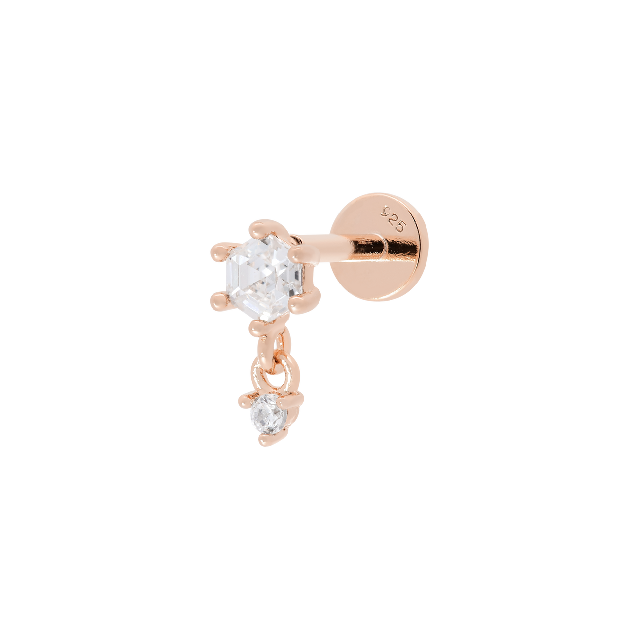 Sovereign Gemstone Drop Helix & Cartilage Ear Piercing - Rose Gold ...