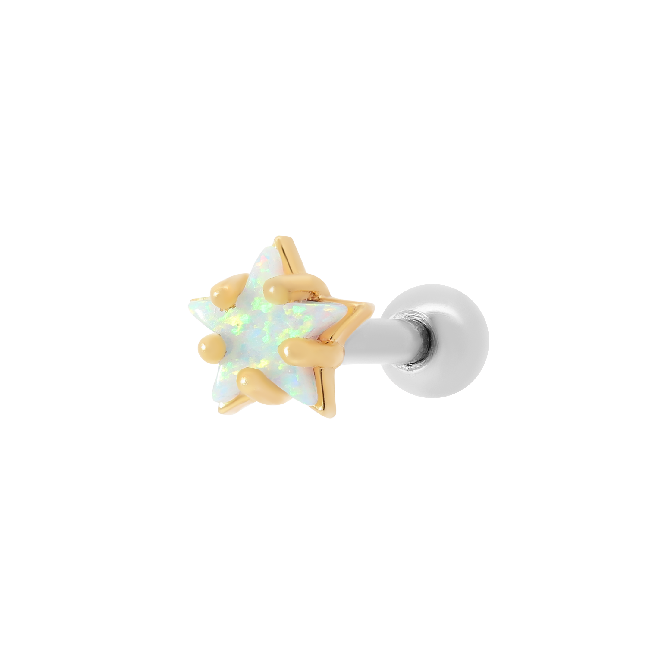 Starbound Opal Star Helix Tragus Cartilage & Conch Ear Piercing - Gold ...