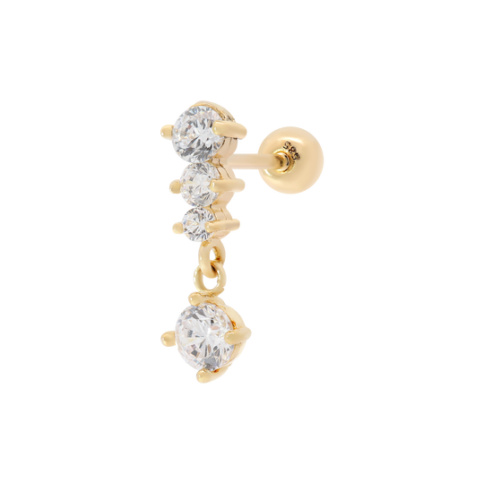 Vanity Gemstone Tragus Helix & Cartilage Ear Piercing - 14K Solid Gold ...